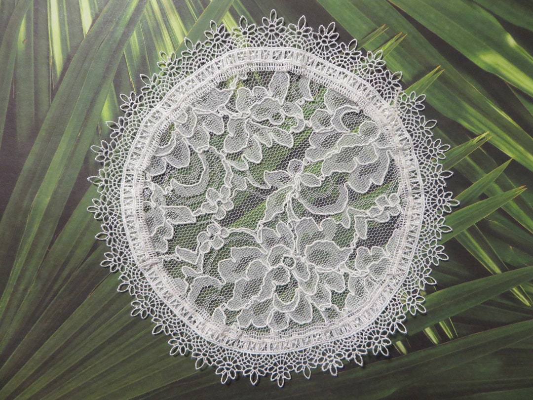 Handmade Cream Lace Doily Head Cover With Delicate Trim Accent Veil ...