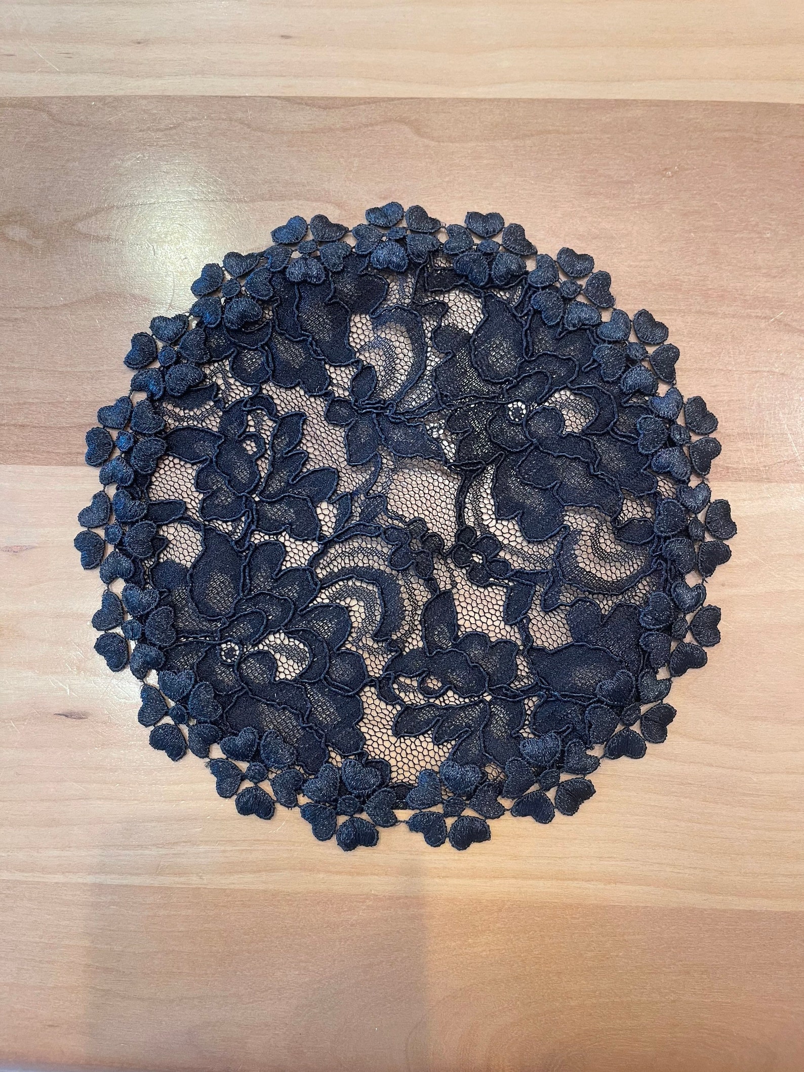 Handmade Black Lace Doily Head Cover With Heart Trim Veil (with ...