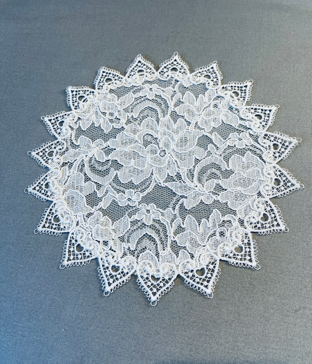 Handmade White Lace Doily Head Cover W/cream Heart Trim - Etsy