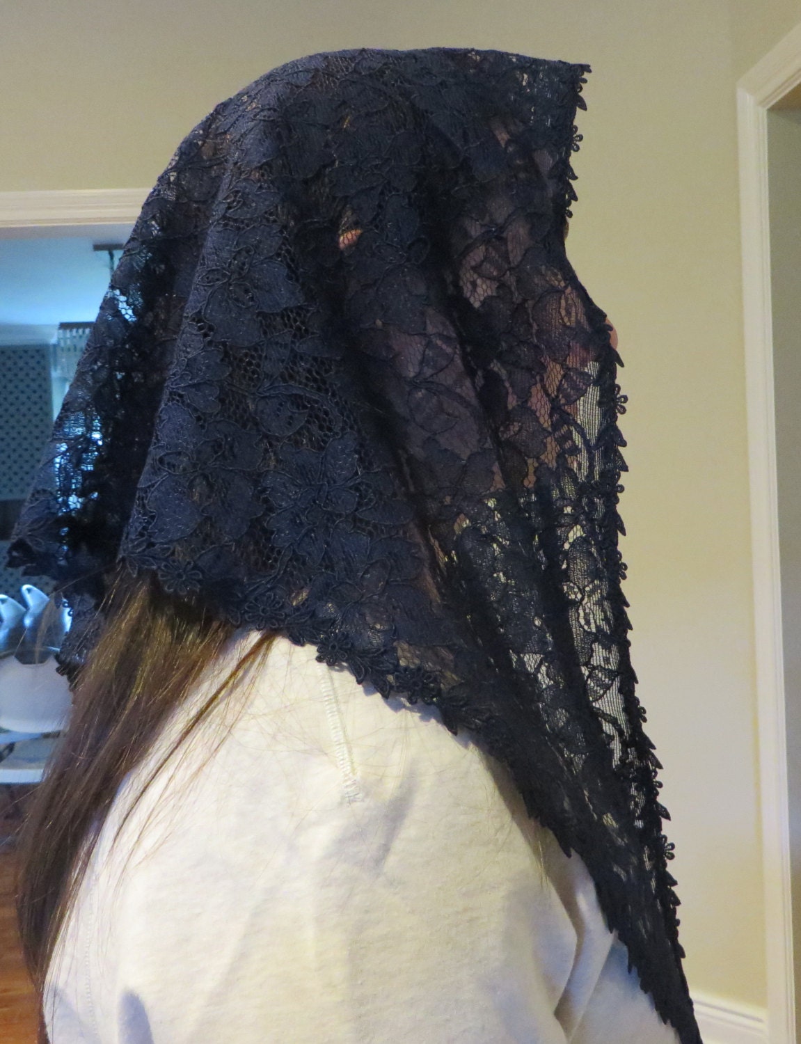 CUSTOM Lace Mantilla Made to Order With Choice of Color, Trimming and ...