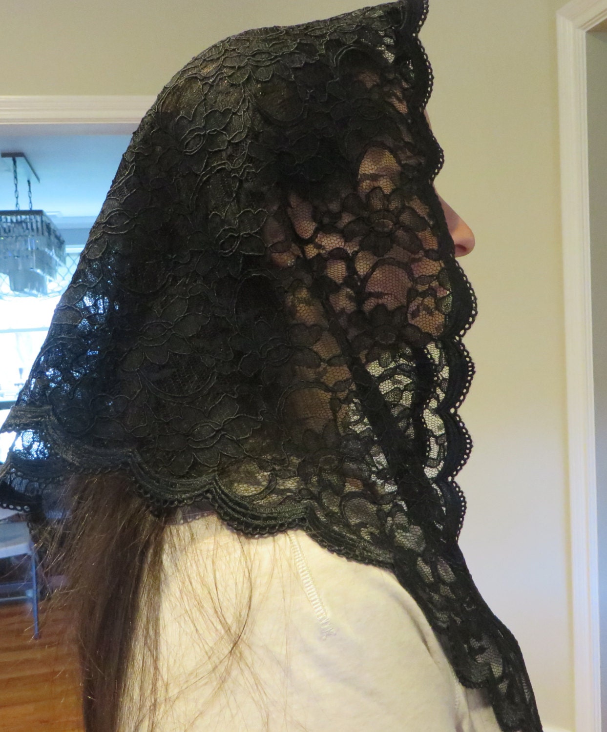 CUSTOM Lace Mantilla Made to Order With Choice of Color, Trimming and ...