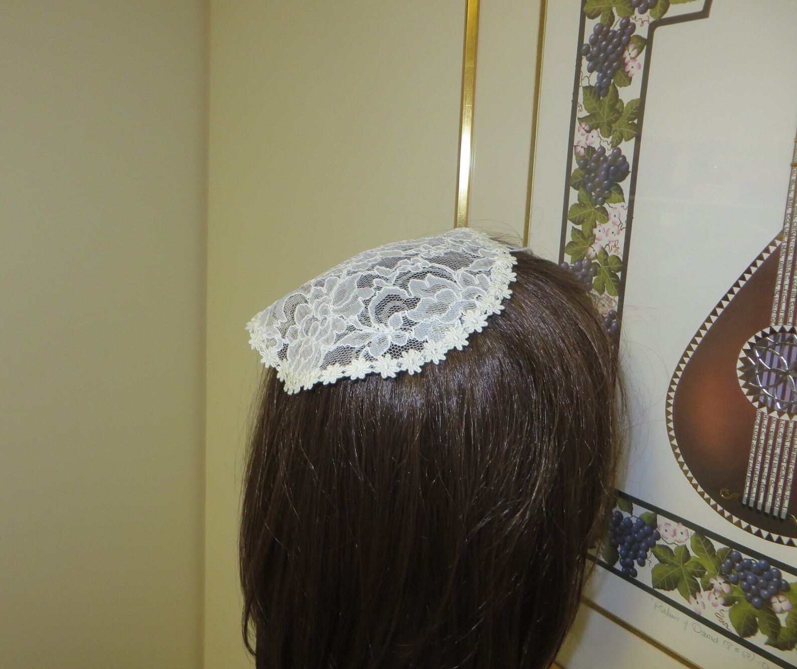 Handmade Cream Lace Doily Head Cover With Daisy Trim Kippah Veil ...