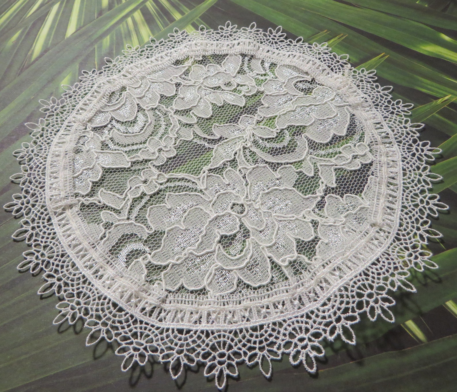 Handmade Cream Lace Doily Head Cover With Delicate Trim Accent Veil ...