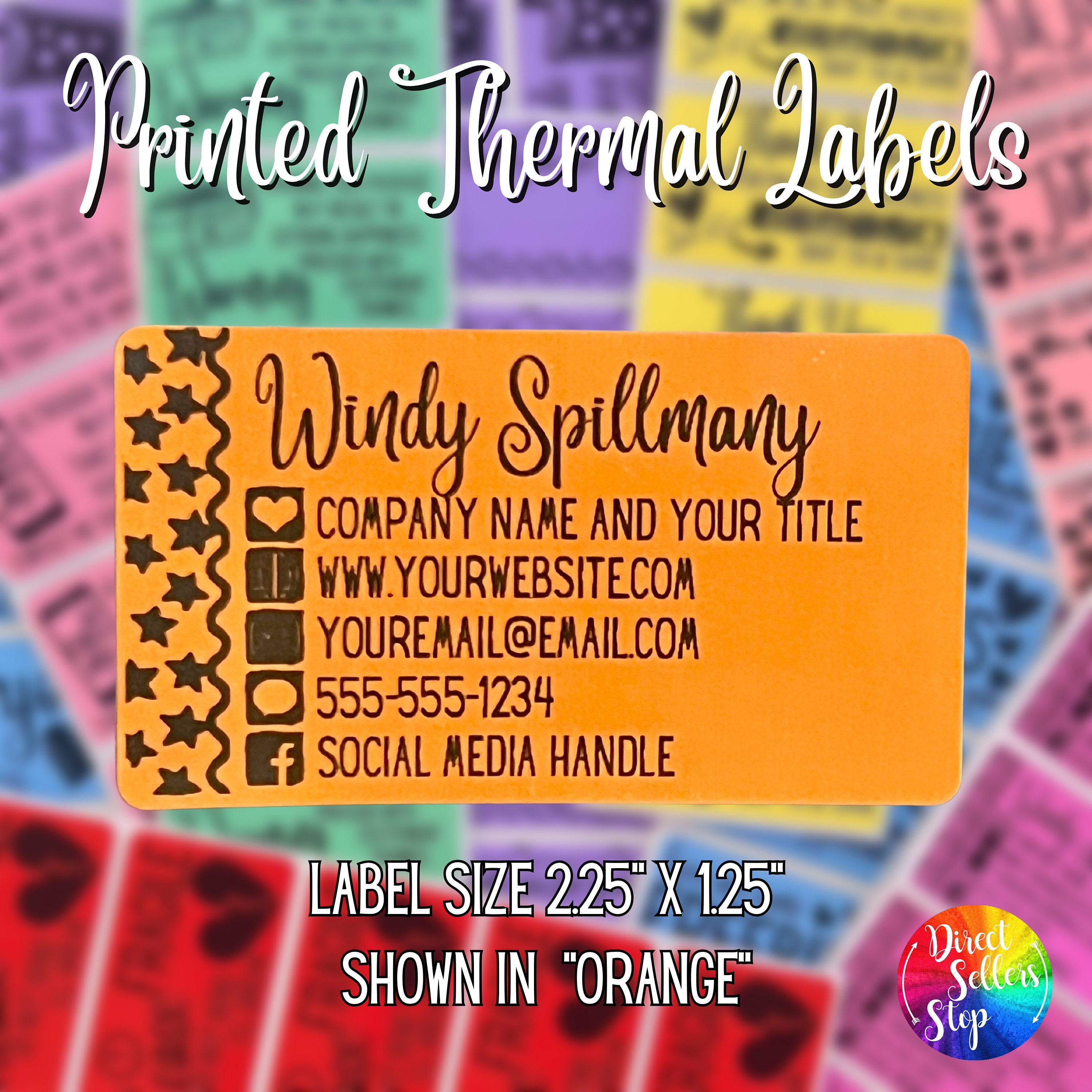 Thermal Labels | Contact Information Small Business Personalized Stars ...