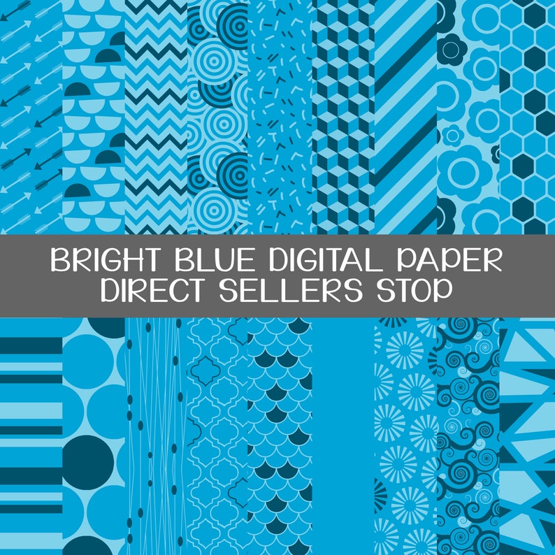 Digital Paper Bright Blue Background Clip Art - Etsy