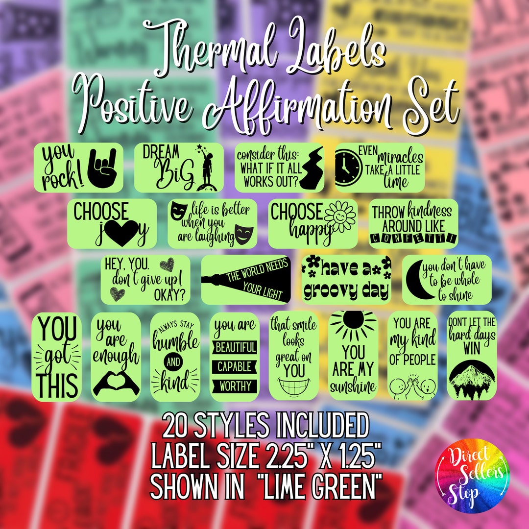 Thermal Labels Positive Affirmations 20 Label Set Small Business ...