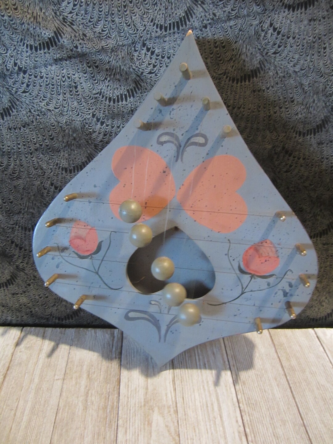 Vintage Musical Slate Blue Wooden harp - Etsy