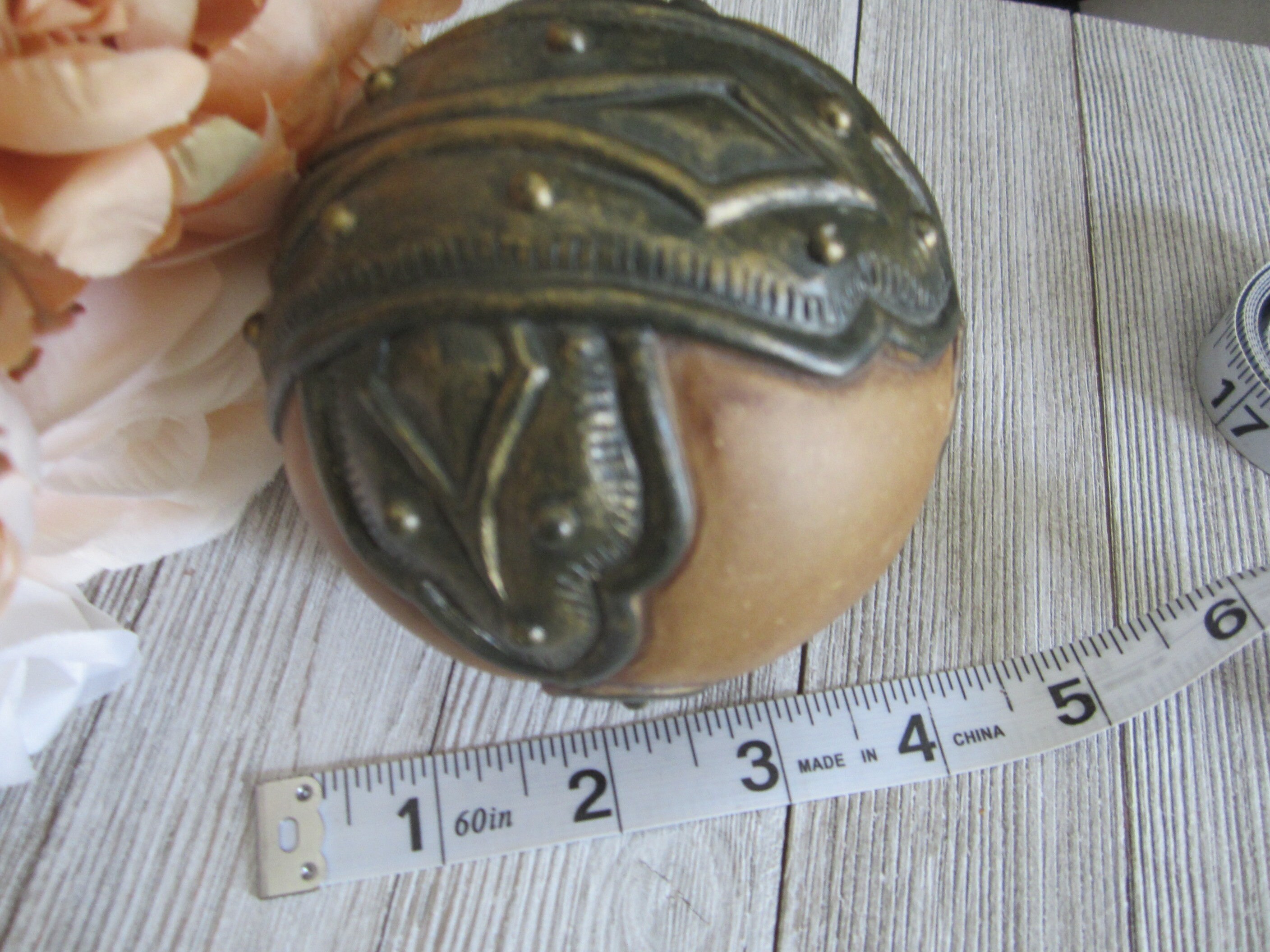 Decorative Tan Sphere With Tarnished Gold Attached Pieces - Etsy