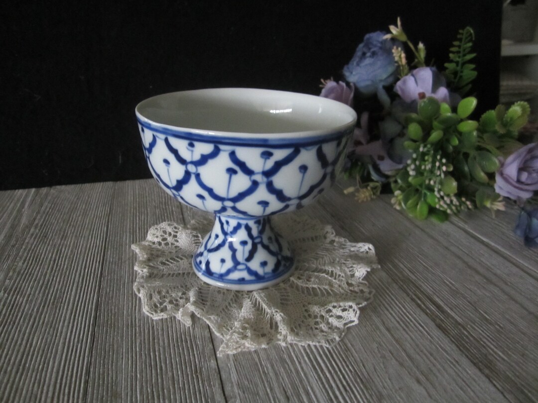 White Ceramic Bowl With Delft Blue Print - Etsy