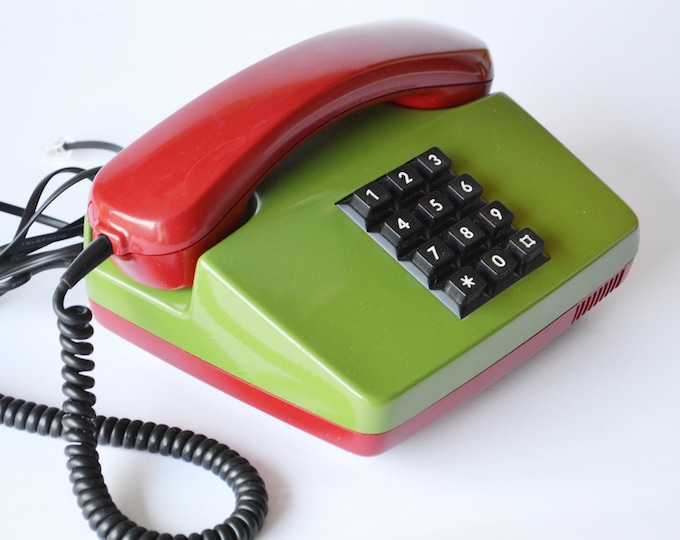 1980s Push Button Bicolor Phone, Working Retro Home Telephone, Vintage ...