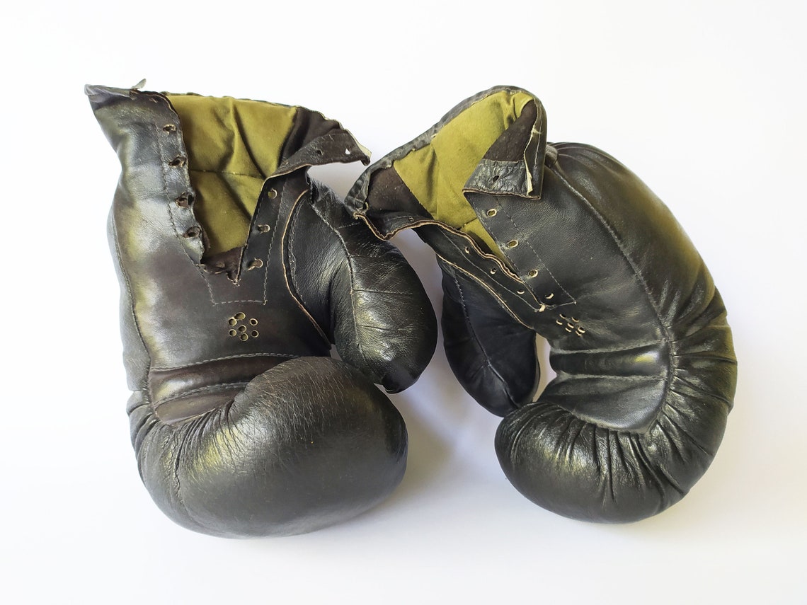 Old Boxing Gloves Vintage Lace Up Box Gloves Rocky Balboa | Etsy