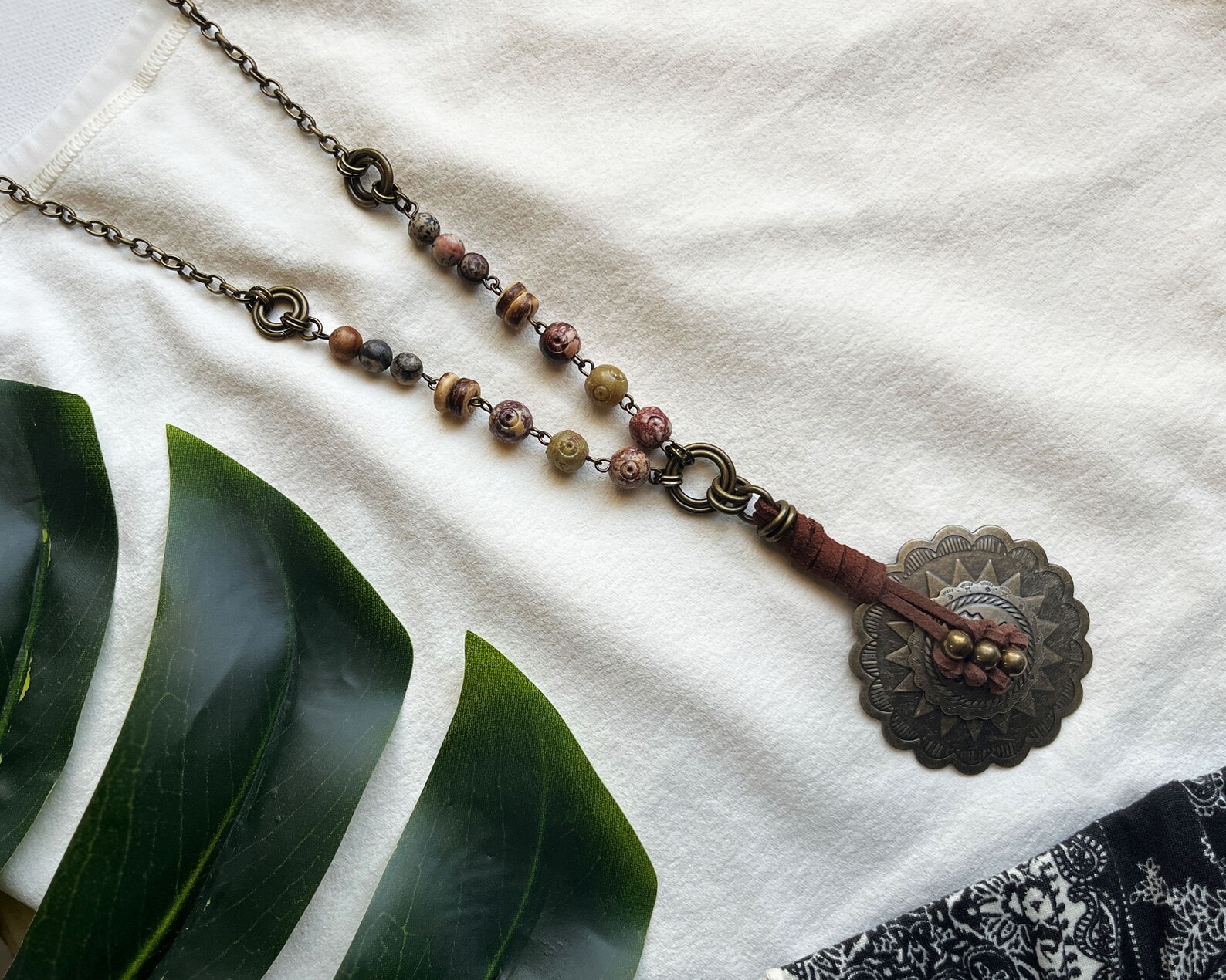 Boho Chic Concho Pendant Long Necklace - Etsy