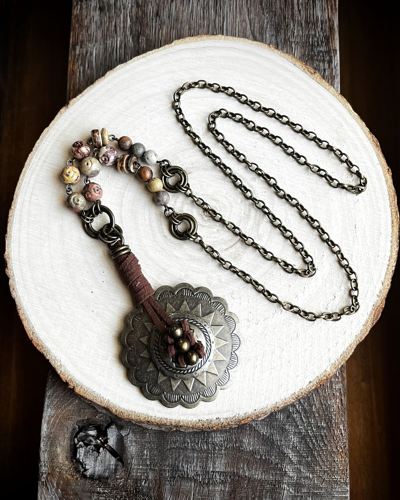 Boho Chic Concho Pendant Long Necklace - Etsy