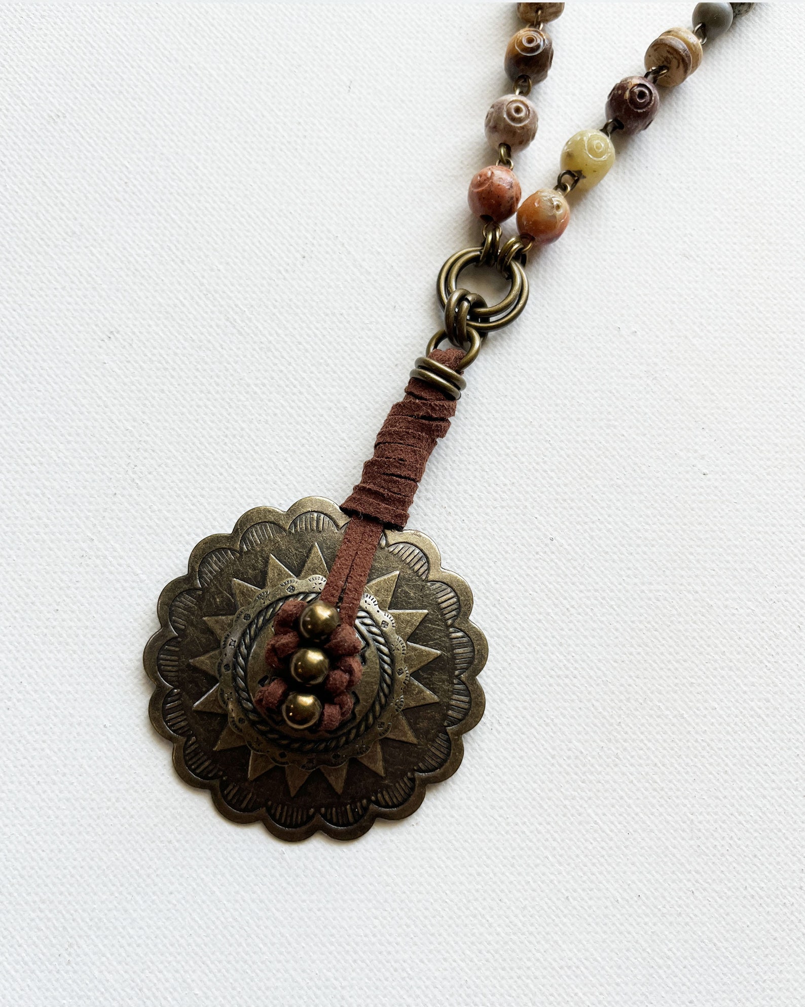Boho Chic Concho Pendant Long Necklace - Etsy
