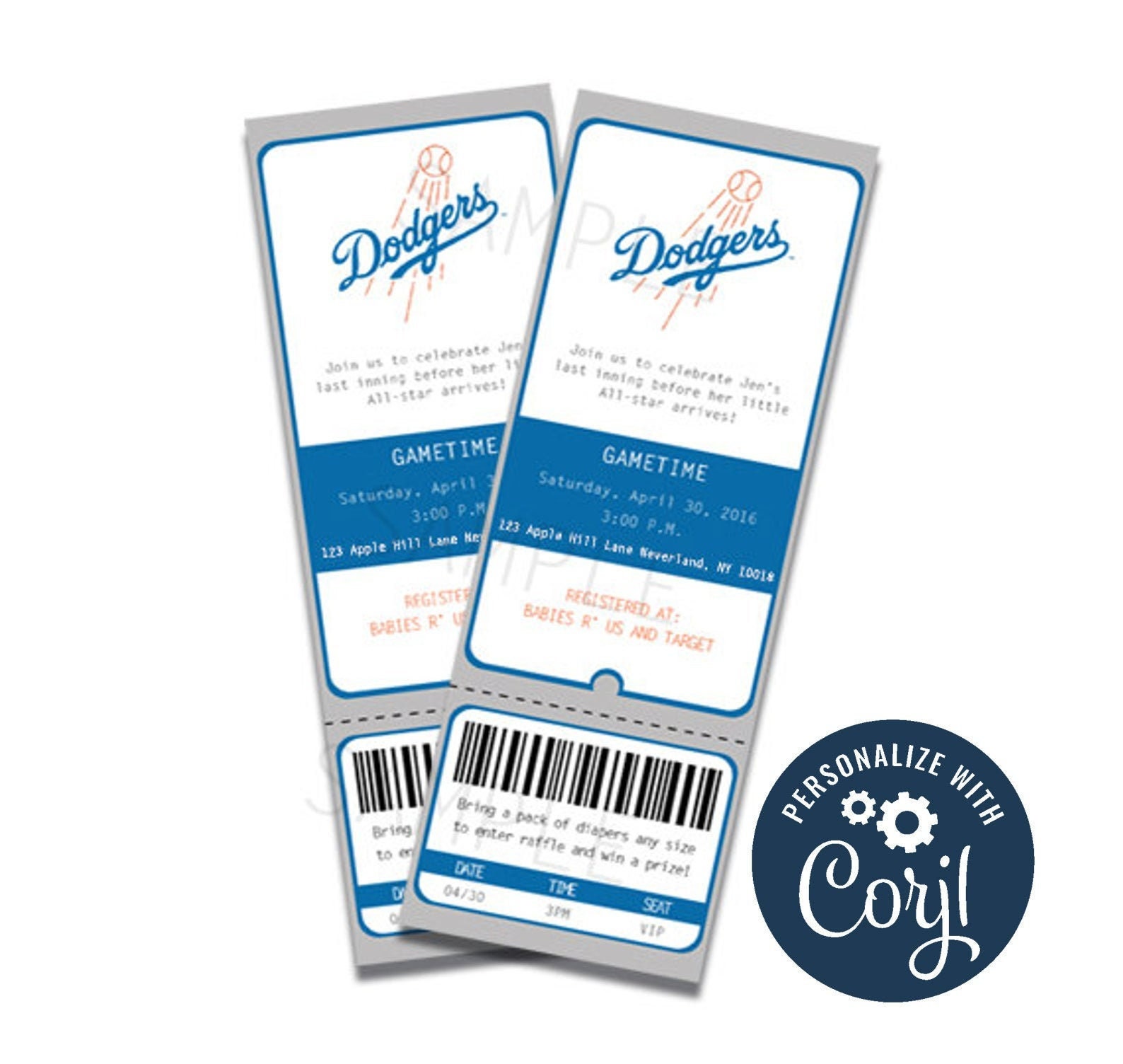 Plantillas De Invitación De Los Dodgers Invitaciones De Beisbol