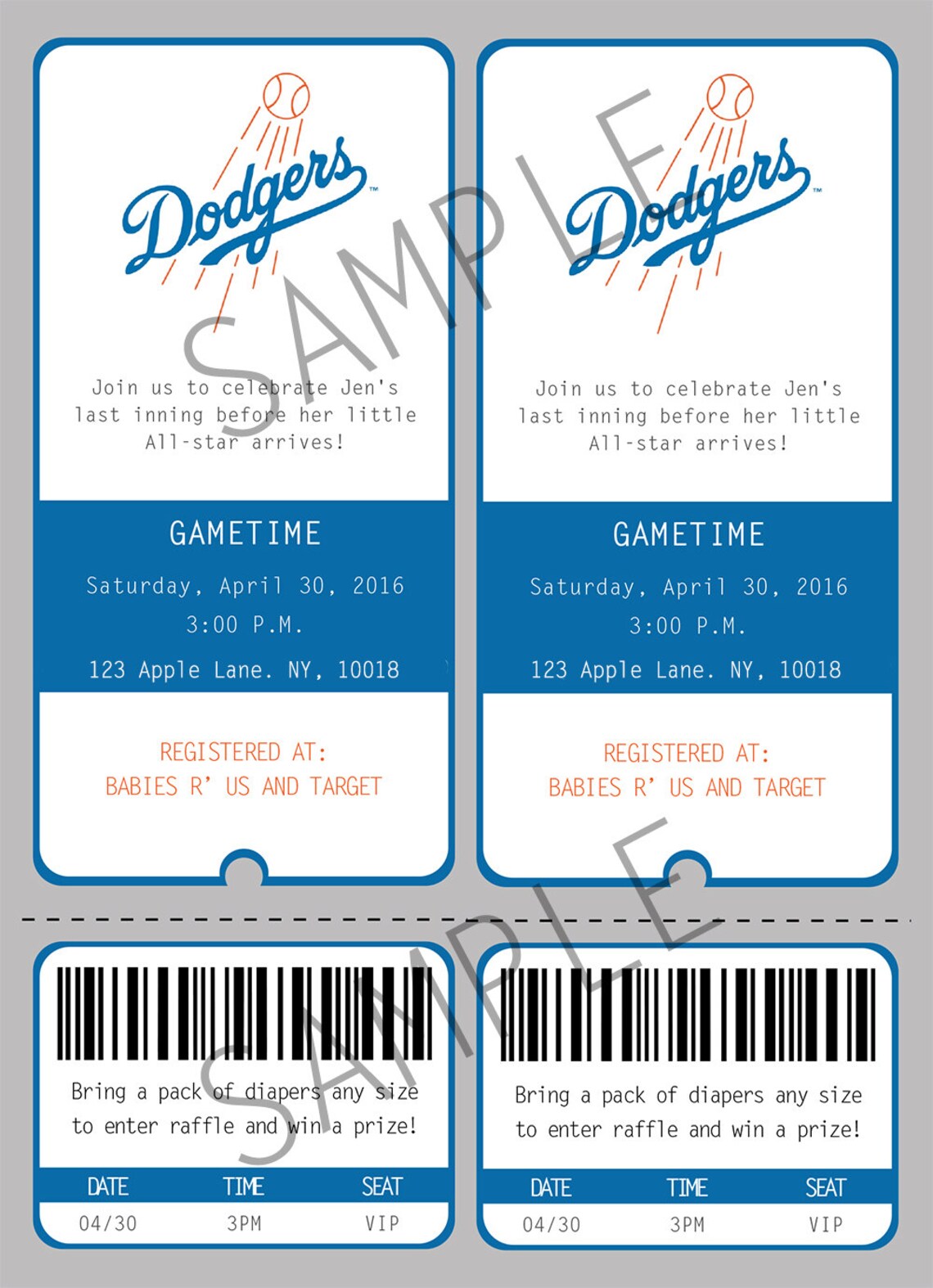 Baby Shower Invitation LA Dodgers Inspired *digital File YOU Edit* - Etsy
