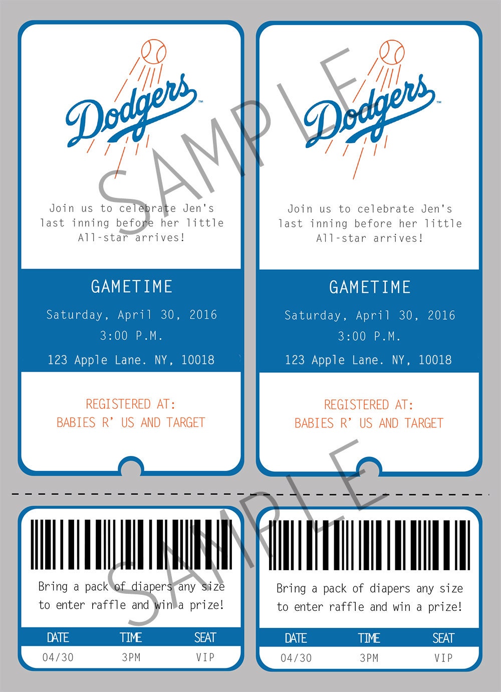 Baby Shower Invitation LA Dodgers Inspired *digital File YOU Edit* - Etsy