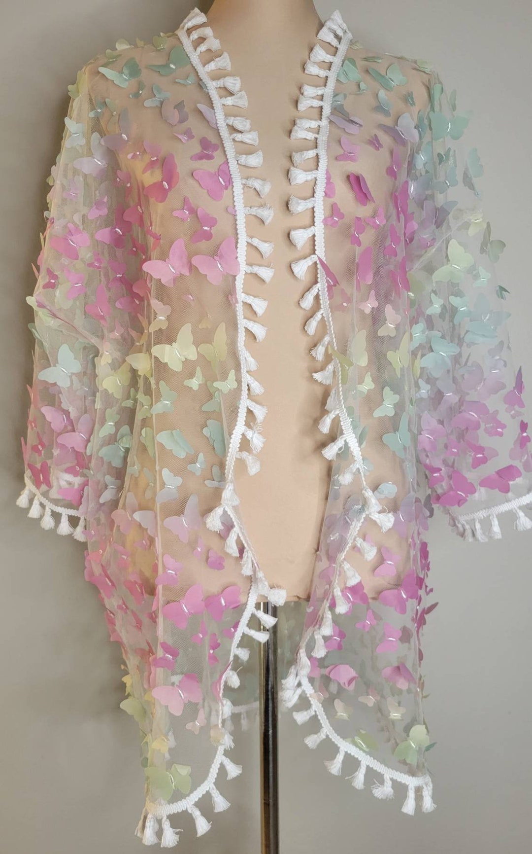 Rainbow Flutter Kimono Rainbow Colorful Top Jacket - Etsy