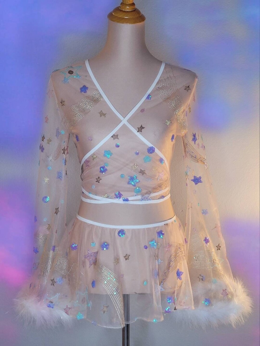 Cosmic Angel Sequin Star Rave Skirt - Etsy