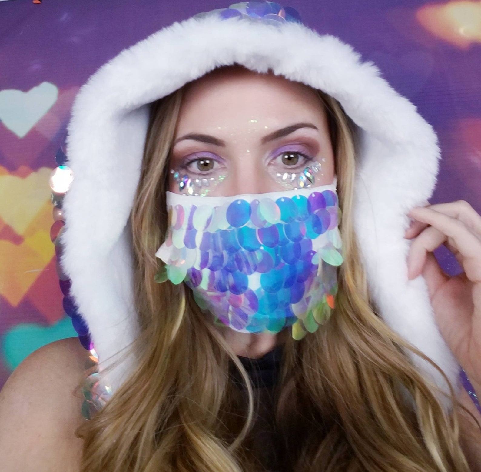 Jumbo Sequin Faux Fur Hood - Etsy