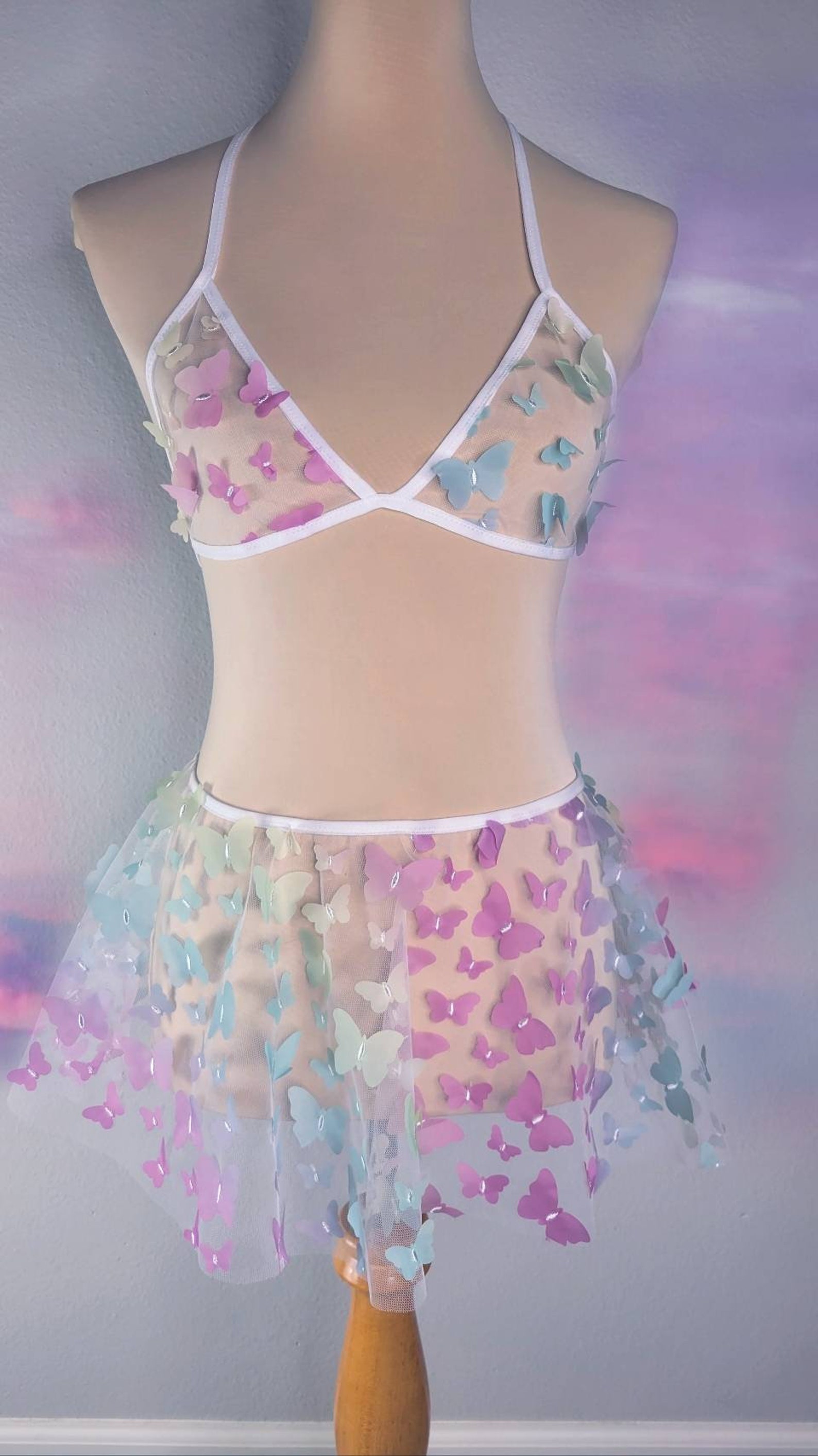 Rainbow Flutter 3D Butterfly Top - Etsy