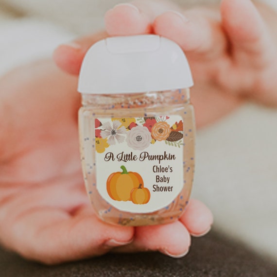 PRINTED Ivory Little Pumpkin Baby Shower Hand Sanitizer Labels, Fall ...