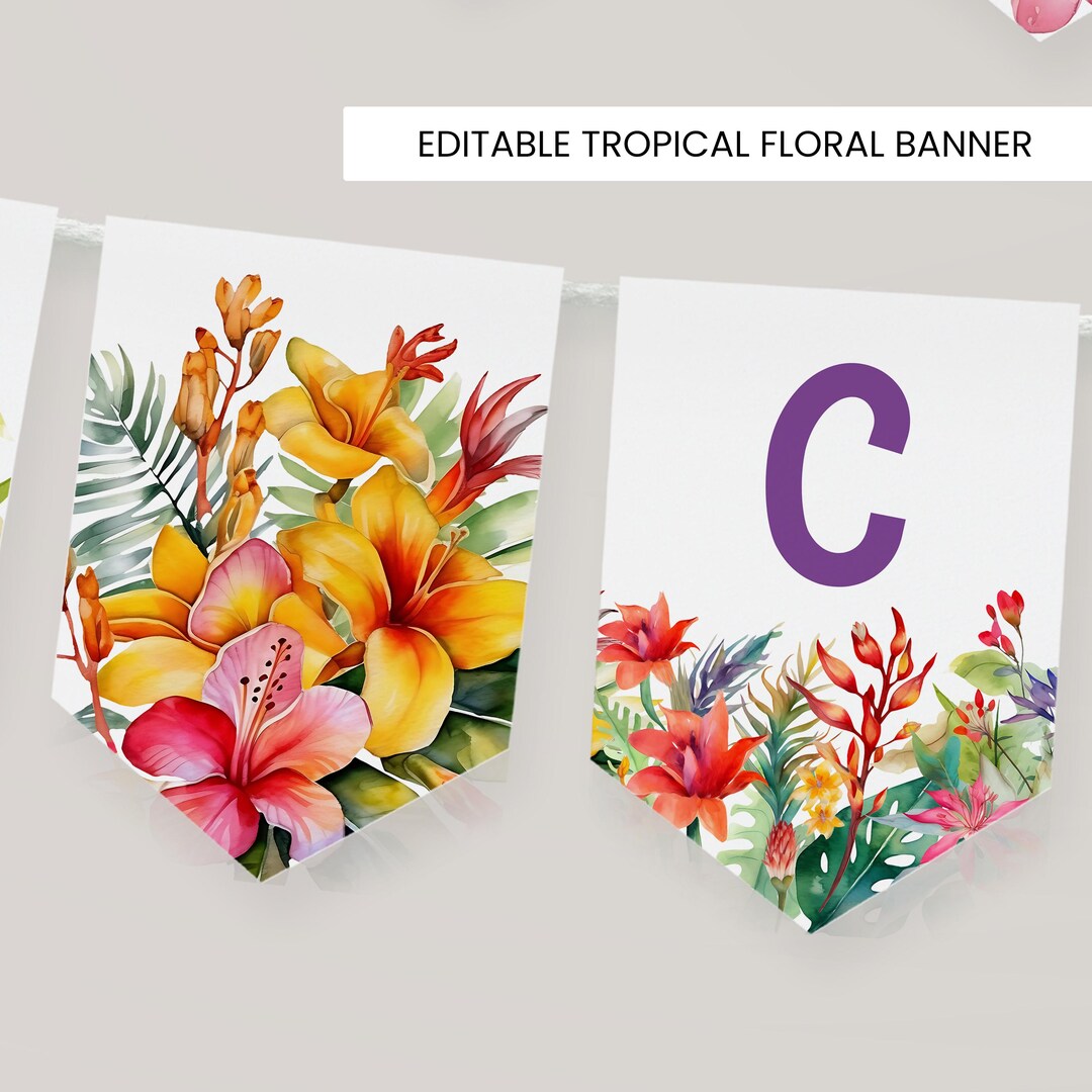 Luau Graduation Banner Template | Hawaiian Class of 2025 Party Decor ...