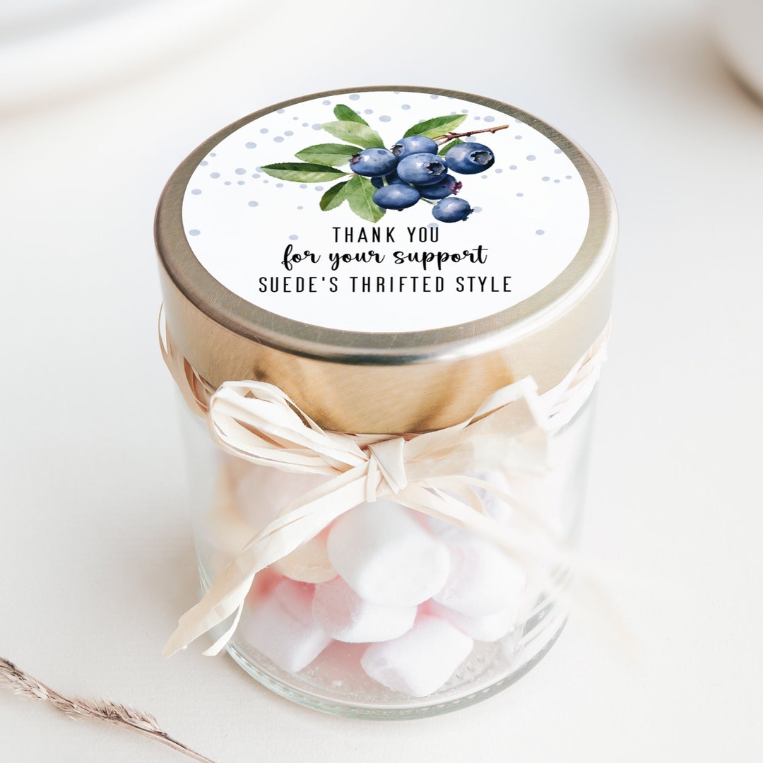 Blueberry Party PRINTED 2 Square or Round Party Favor LABELS Blueberry ...