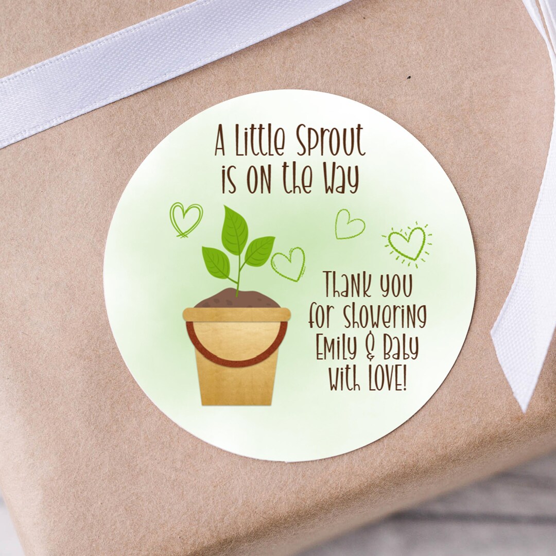 A Little Sprout is on the Way Baby Shower PRINTED 2 Square or Round ...