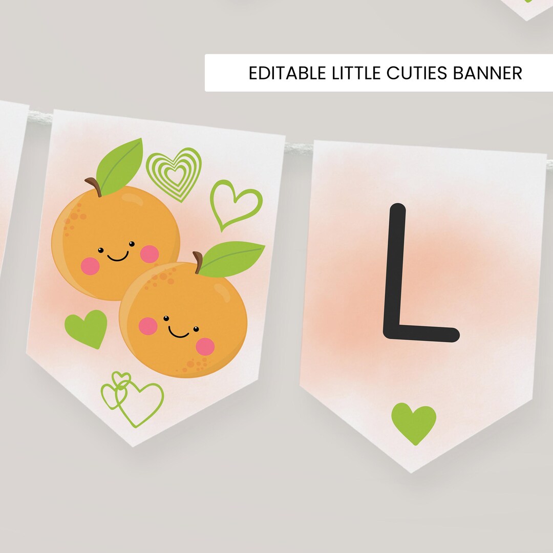 Two Little Cuties Banner Template | Twins Baby Shower Decor | Citrus ...