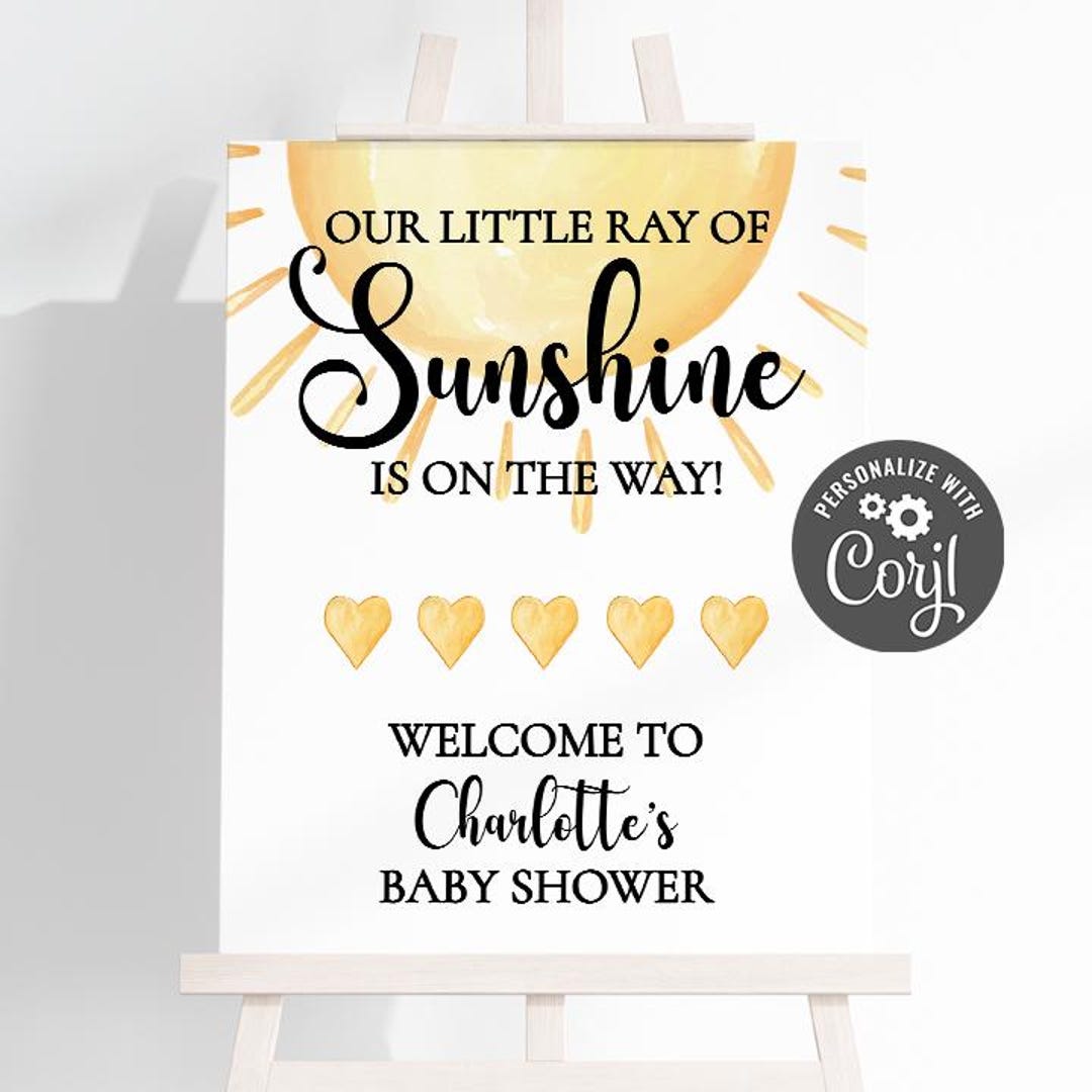Editable Welcome Sign Template A Little Ray of Sunshine, Yellow Baby ...