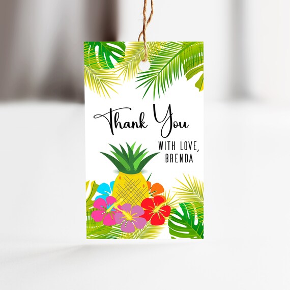 Editable Hawaiian Luau Baby Shower Birthday Party Printable Thank You ...