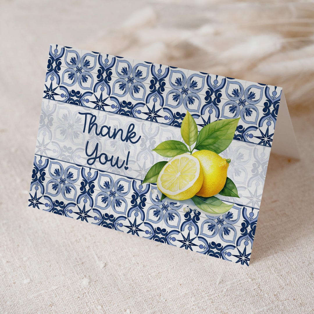 Printable Editable Lemon Theme Thank You Card | Digital Download ...