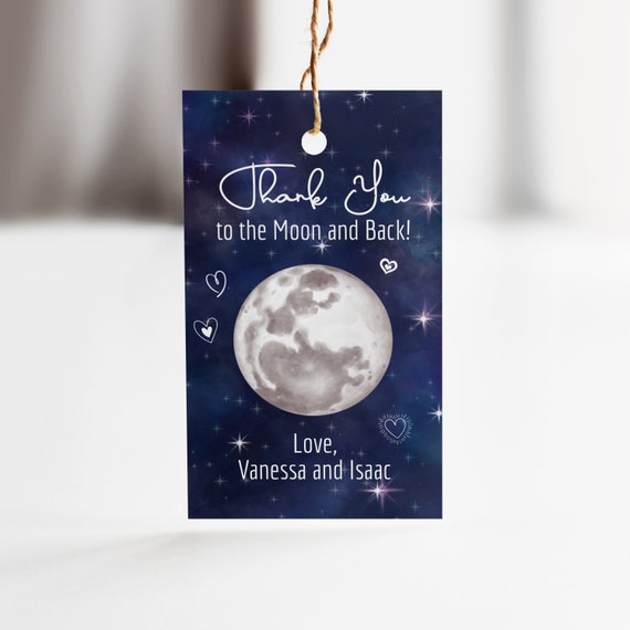 Editable Moon Baby Shower Printable Thank You Tags, Thank You to the ...
