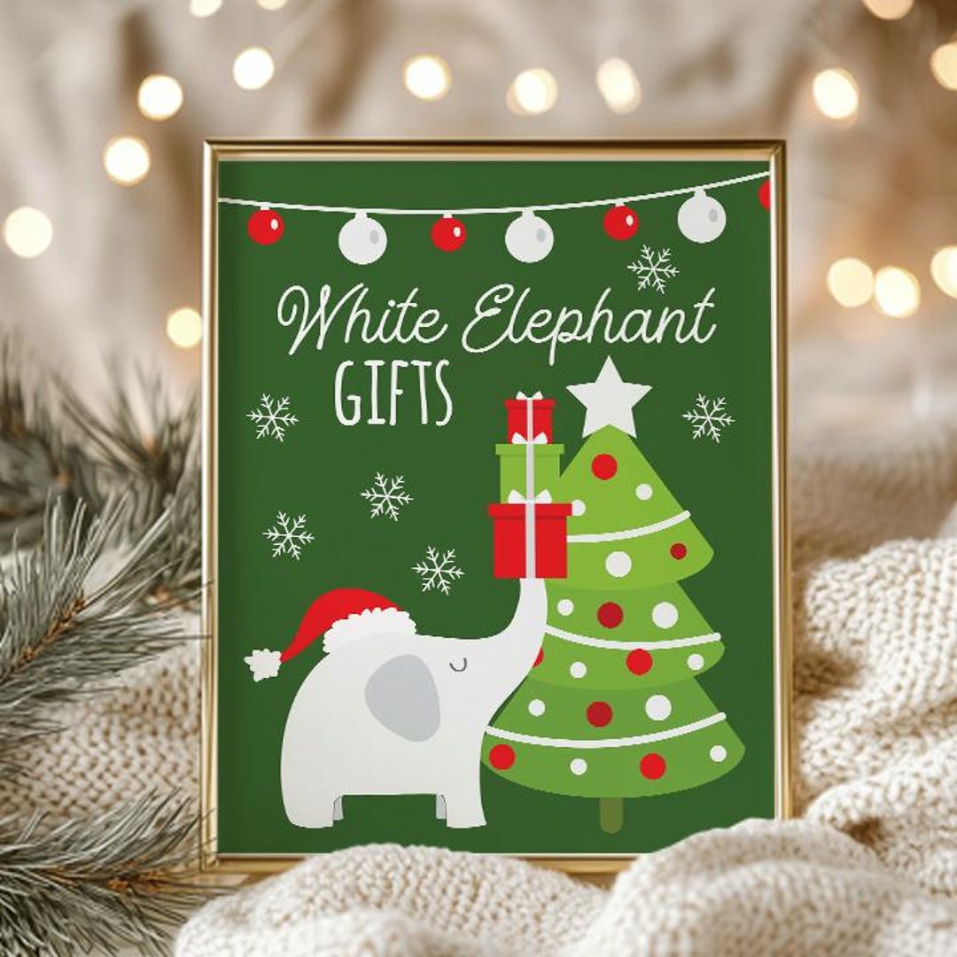 Printable White Elephant Gift Sign Digital Download for Office, Teen ...
