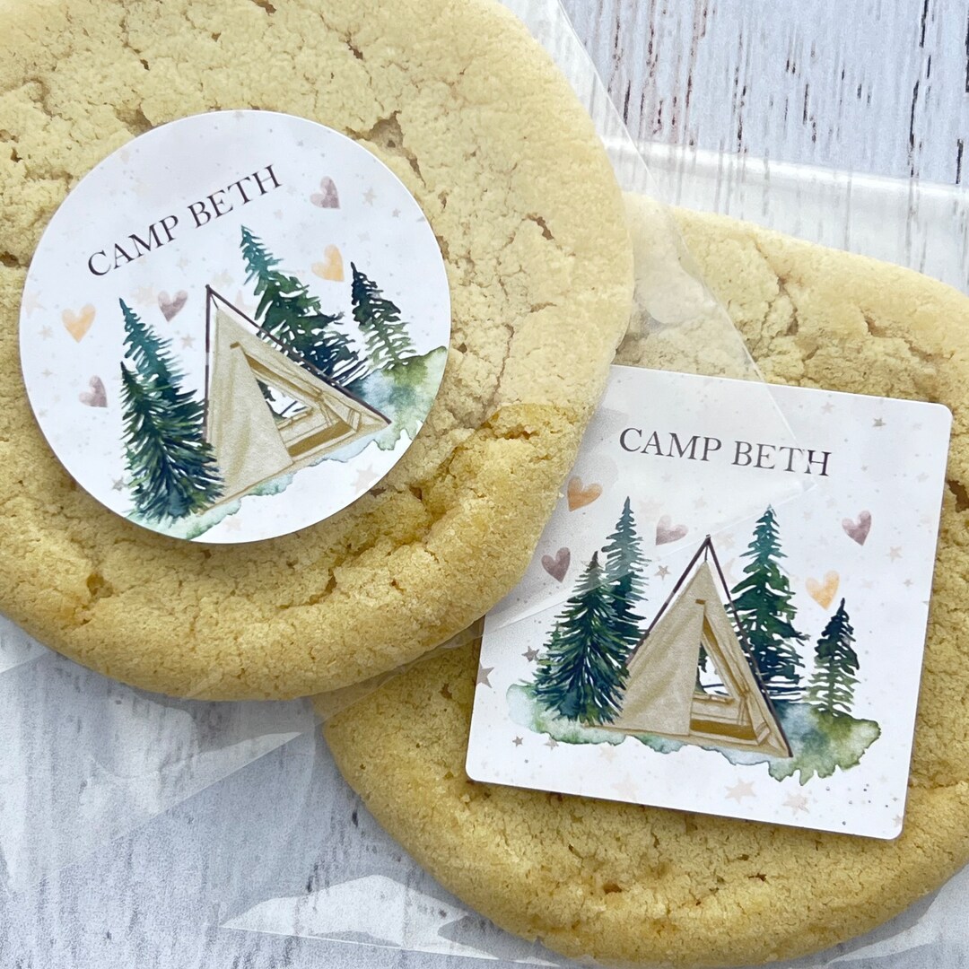 Camping Theme Party PRINTED 2 Square or Round Party Favor LABELS Camp ...