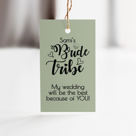 Editable Sage Green Bride Tribe Bachelorette Party Favor Gift Tag ...