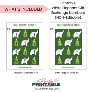 Printable White Elephant Number Cards Digital Download for Family ...