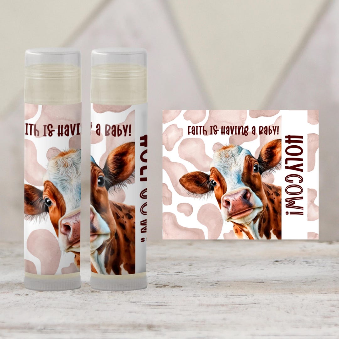 Holy Cow Lip Balm Label TEMPLATE | Cow Theme Baby Shower Favor ...