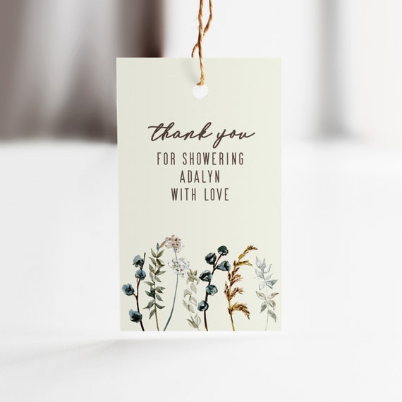 Editable Boho Wildflower Baby Shower Printable Thank You Favor Gift ...