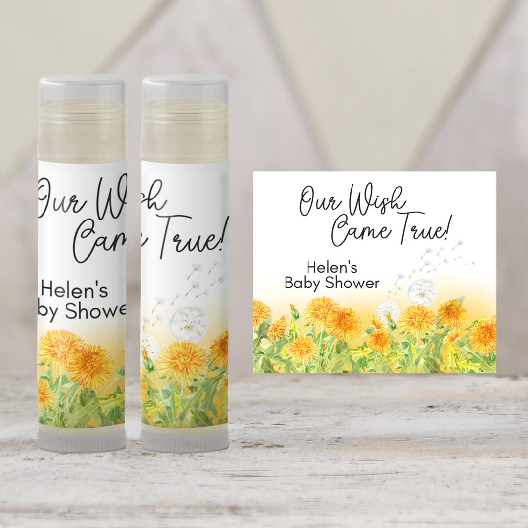 Dandelion Lip Balm Label TEMPLATE | Editable Wildflower Baby Shower ...