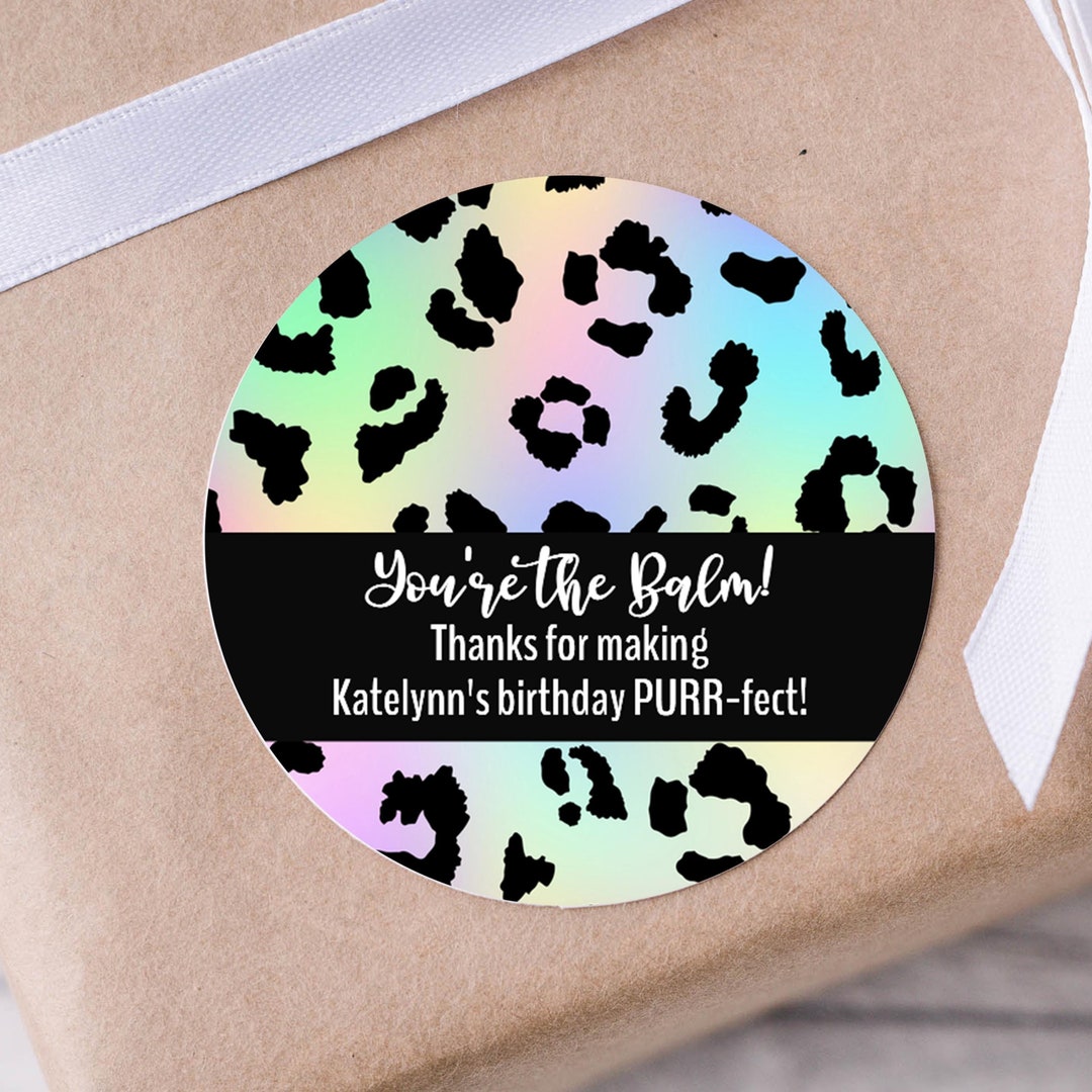 Pastel Rainbow Leopard Print Birthday Party PRINTED 2 Square or Round ...