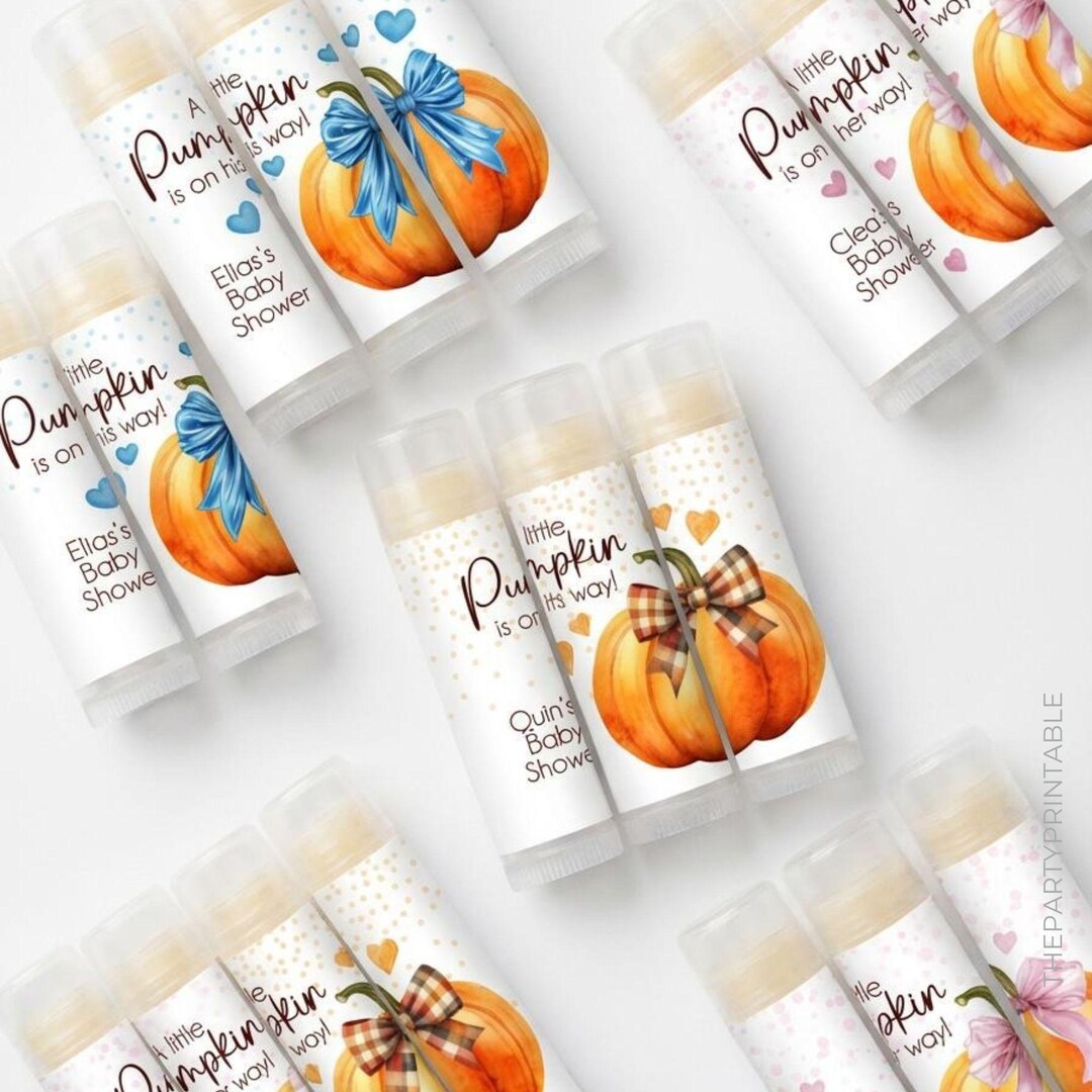 Little Pumpkin Baby Shower Favors Lip Balm: Personalized Fall Pumpkin ...