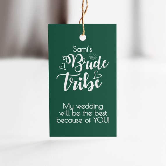 Editable Emerald Green Bride Tribe Bachelorette Party Favor Gift Tag ...