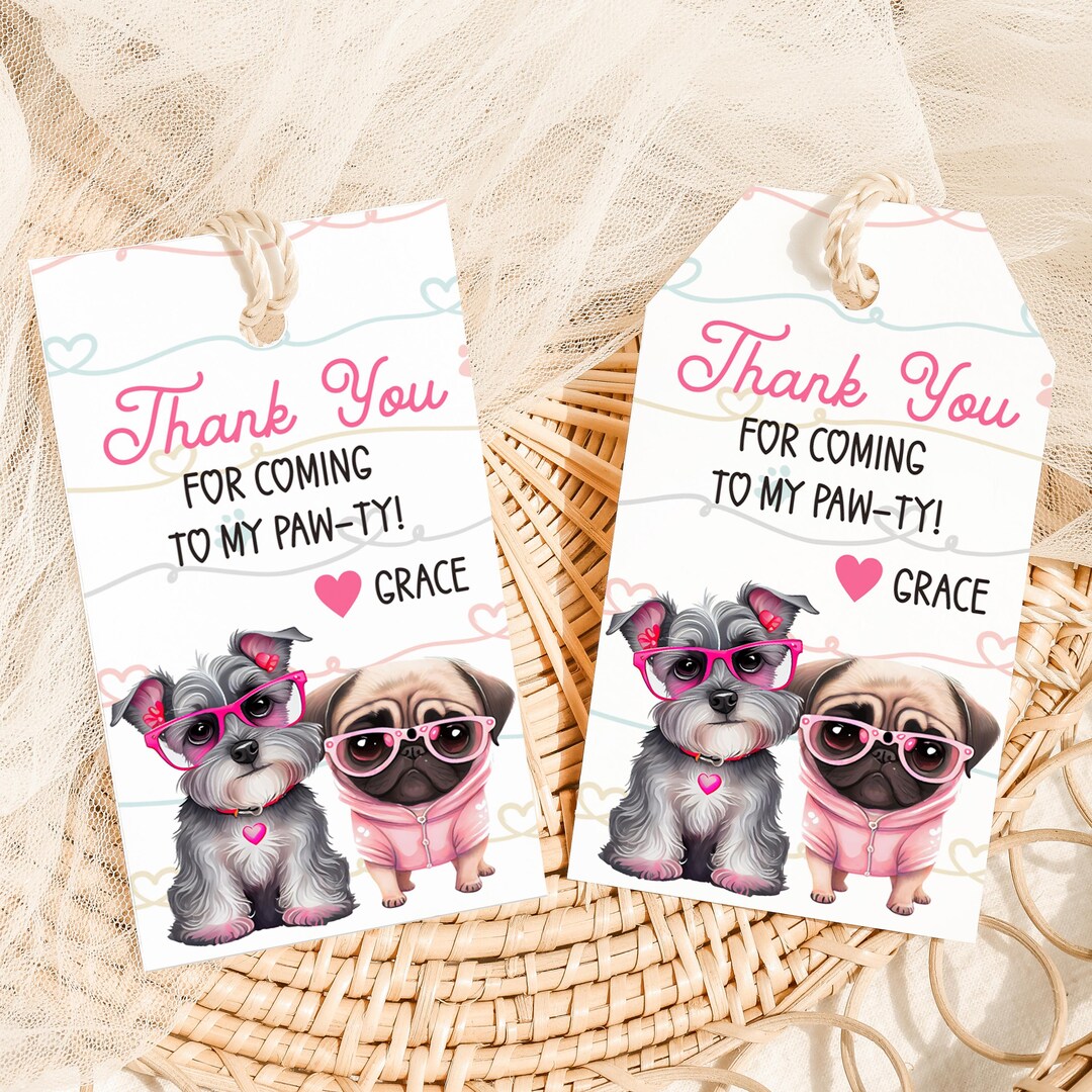 Puppy Birthday Theme Favor Tag Template | Dog Birthday Party Favors ...