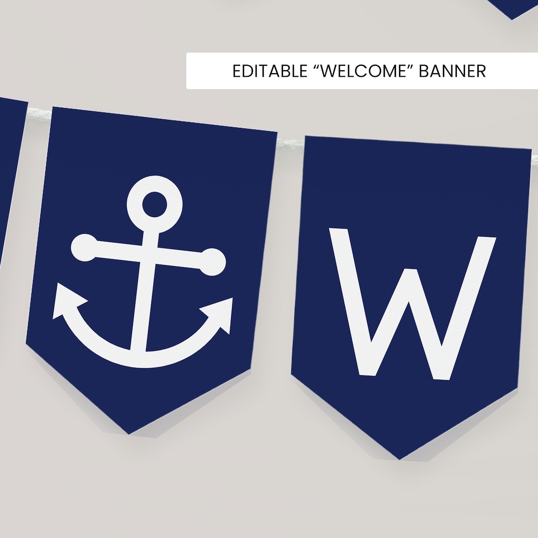 Nautical Wedding Welcome Banner Template | Anchored in Love Printable ...