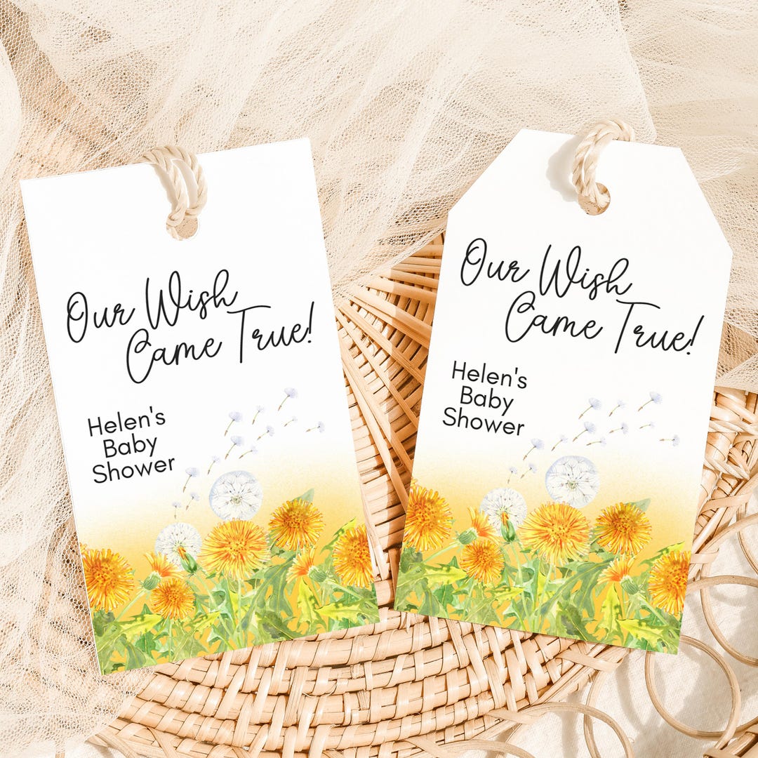 Dandelion Party Favor Tag Template – Wildflower Baby Shower Tags ...