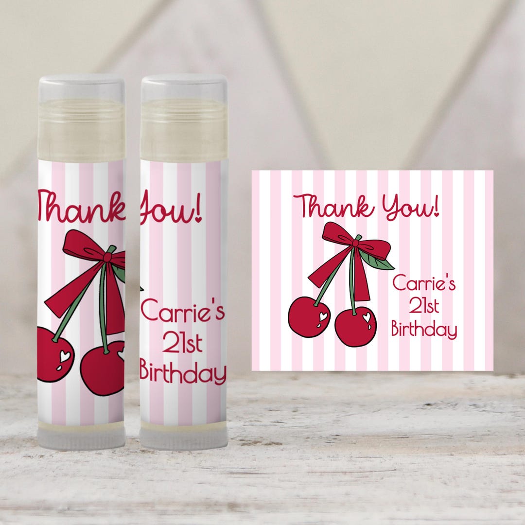 Printable Cherry Chapstick Label TEMPLATE | Birthday Party or ...