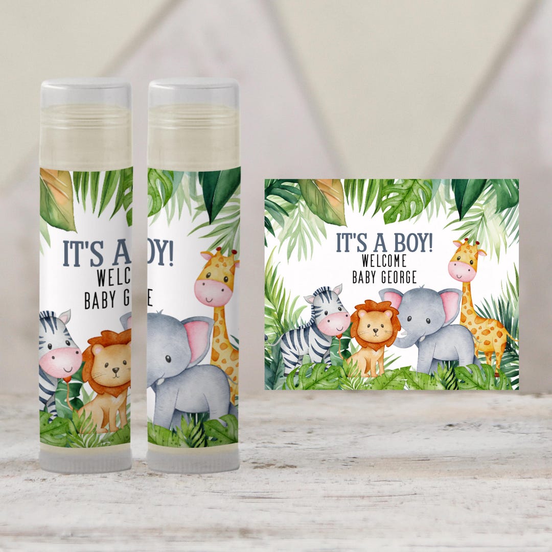 Printable Jungle Safari Chapstick Label TEMPLATE | Baby Shower or Kids ...