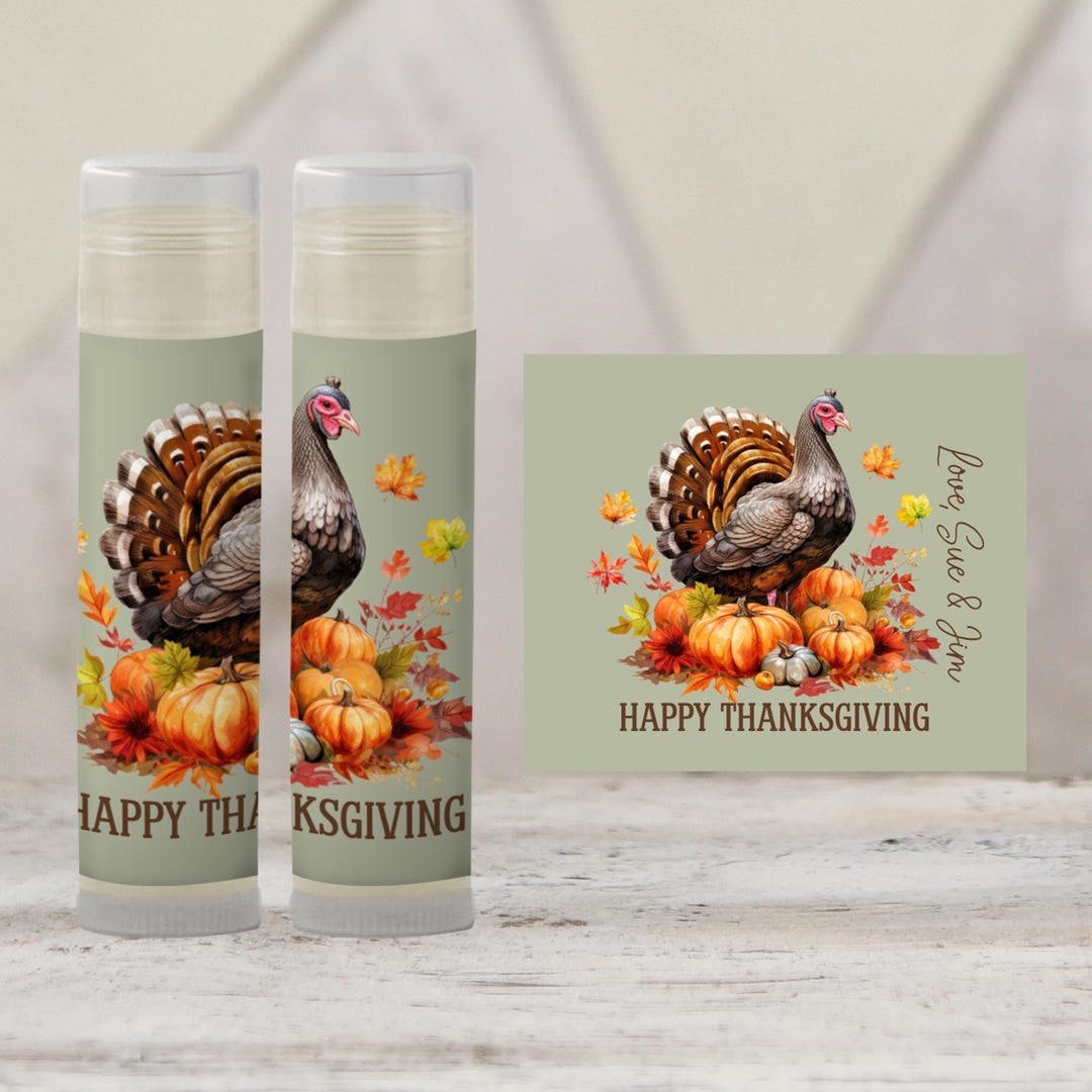 Editable Thanksgiving Lip Balm Label Template - Chapstick Party Favor ...